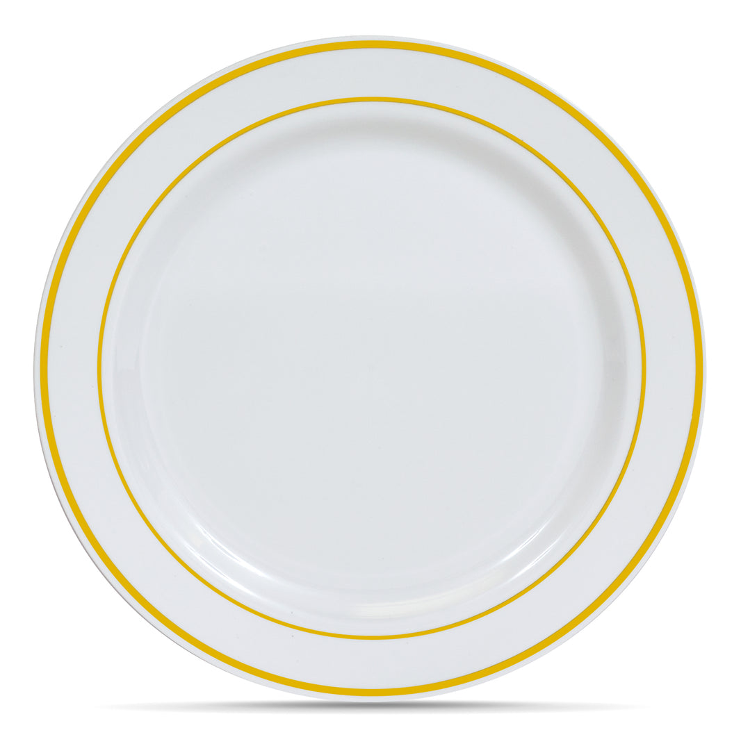 Disposable Gold Rim Plastic Plates + ALL ORDERS SHIP FREE – Select Settings