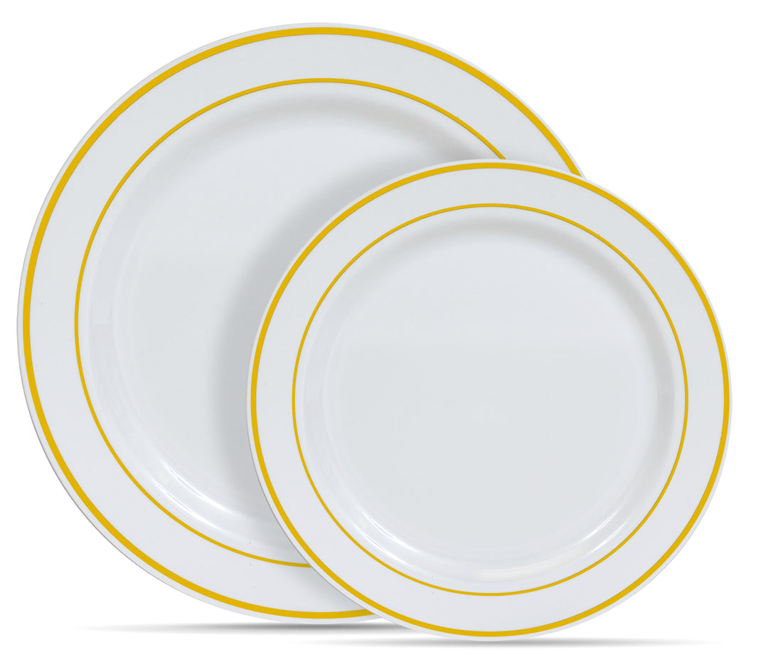 Disposable Gold Rim Plastic Plates + ALL ORDERS SHIP FREE – Select Settings