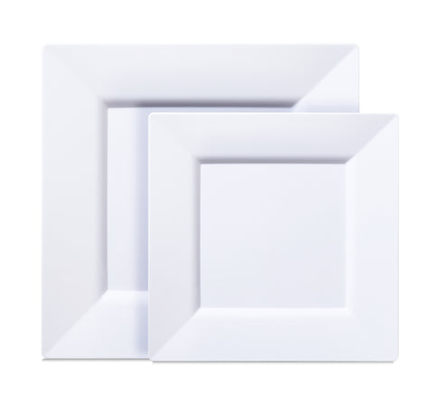 DIsposable Plastic Dinner Plates - 40 pc. White Square Plastic Plates ...